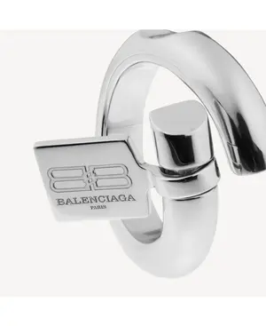 Balenciaga Saint-germain Tag Ring - Shiny Silver