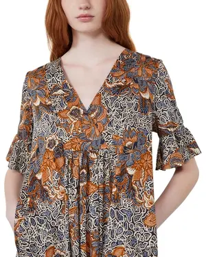 Max Mara Printed Kaftan Dress - Navy