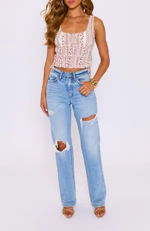 VICI Ainsley Mixed Print Crop Tank