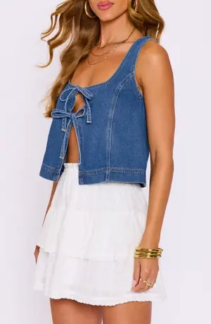 VICI Tie-front Denim Top