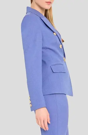 TAHARI ASL Double Breasted Twill Blazer - Deep Peri