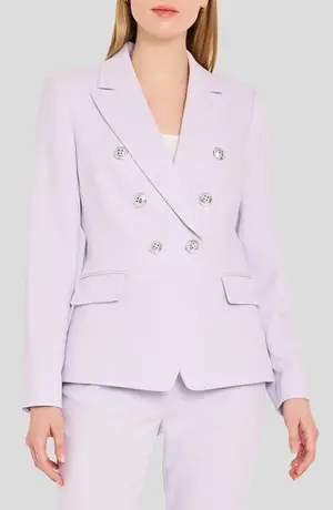 TAHARI ASL Double Breasted Twill Blazer - Soft Violet
