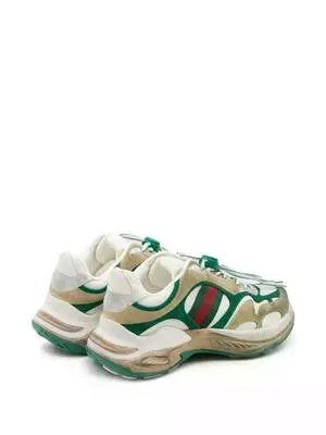 Gucci Striped Leather Sneakers - Neutrals