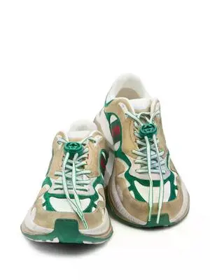 Gucci Striped Leather Sneakers - Neutrals