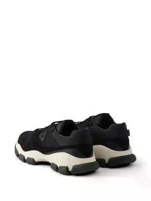 Prada Mesh And Suede Lace-up Sneakers - Black