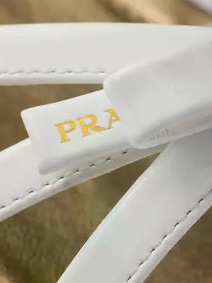 Prada Patent And Metallic Leather Flat Sandals With Bow Detail - Gold