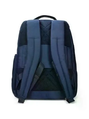 PIQUADRO Leather-trimmed Textured Backpack - Blue