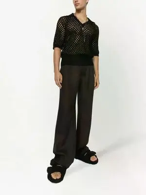 Dolce & Gabbana Open-knit Cotton Polo Shirt With Cut-out Detailing