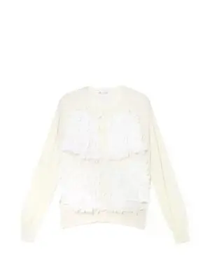 Comme Des Garçons Floral-embroidered Cardigan - Neutrals