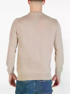 Guess Logo-embroidered Crew-neck Jumper - Neutrals