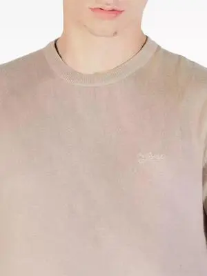 Guess Logo-embroidered Crew-neck Jumper - Neutrals