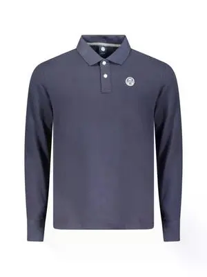 NORTH SAILS Long-sleeve Logo-patch Polo Shirt - Blue