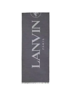 LANVIN Logo-print Silk Scarf - Grey