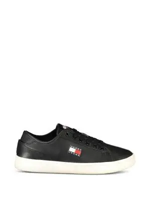 Tommy Hilfiger Logo-patch Leather Sneakers - Black