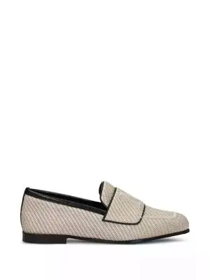 Max Mara Woven Leather-trim Loafers