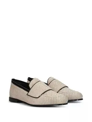 Max Mara Woven Leather-trim Loafers