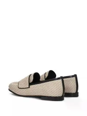 Max Mara Woven Leather-trim Loafers