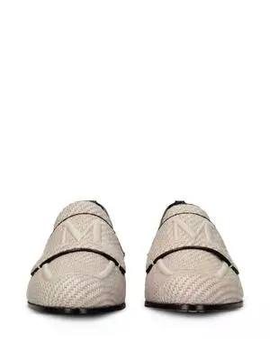 Max Mara Woven Leather-trim Loafers