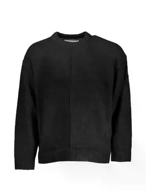 Calvin Klein Seam-detail Crew-neck Cotton Sweater - Black