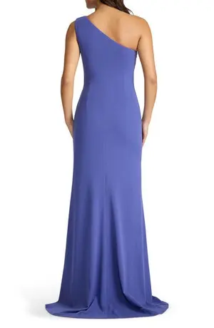 Tadashi Shoji Pleated One-shoulder Crepe Gown