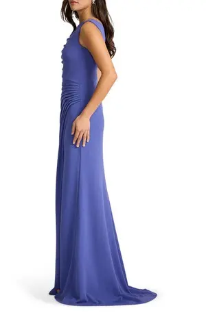 Tadashi Shoji Pleated One-shoulder Crepe Gown