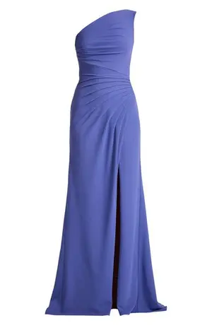 Tadashi Shoji Pleated One-shoulder Crepe Gown