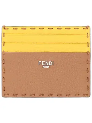 Fendi Leather Card Holder - Brown