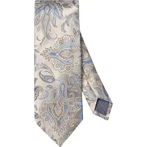 Eton Paisley Silk Neck Tie - Light Grey