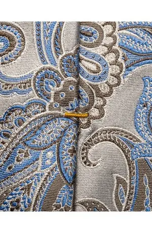 Eton Paisley Silk Neck Tie - Light Grey