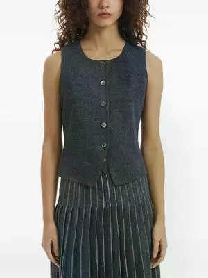 CRUSH COLLECTION Button-front Sleeveless Top