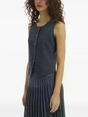 CRUSH COLLECTION Button-front Sleeveless Top