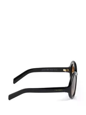 Prada Acetate Round Frame Sunglasses - Black