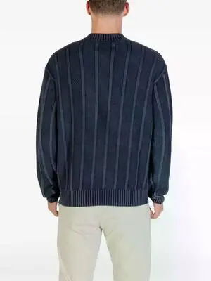 BOSS Textured-knit Vertical-stripe Sweater