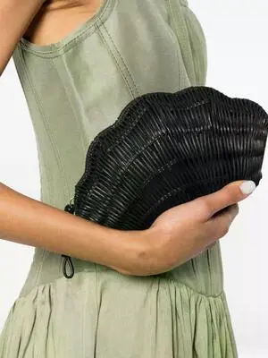 Michael Kors Shelly Shell-shaped Woven Clutch - Black