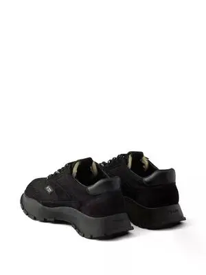 Prada Mesh And Suede Lace-up Sneakers - Black