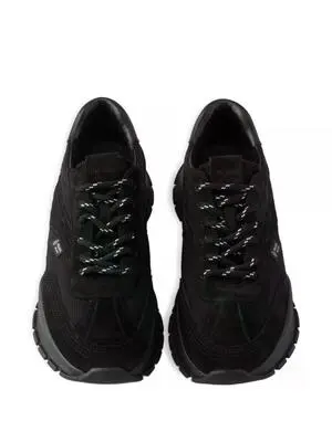 Prada Mesh And Suede Lace-up Sneakers - Black