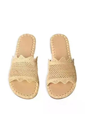 ODISSI Lucia Scalloped Raffia Sandals