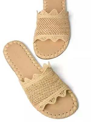 ODISSI Lucia Scalloped Raffia Sandals