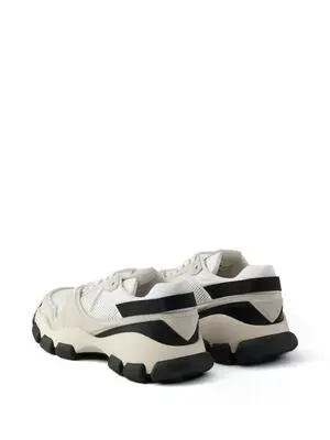 Prada Mesh And Suede Lace-up Sneakers - Neutrals