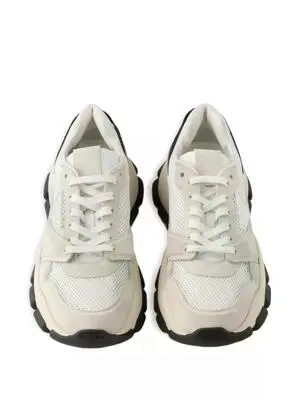 Prada Mesh And Suede Lace-up Sneakers - Neutrals