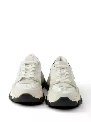 Prada Mesh And Suede Lace-up Sneakers - Neutrals