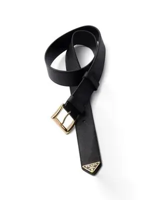 Prada Saffiano Leather Belt With Metal Triangle Logo
