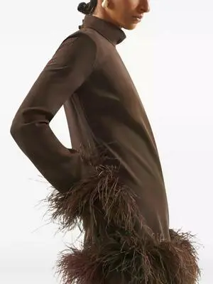 TALLER MARMO Gina Feather-trim Dress - Brown