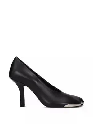 Burberry Leather Pumps With Metal Toe - Black