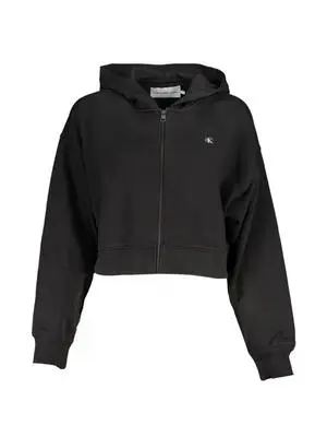 Calvin Klein Cotton Cropped Hoodie With Logo Patch