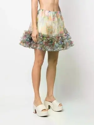Viktor & Rolf Floral Print Ruffled Mini Skirt