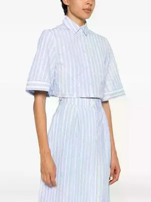 MTL STUDIO Striped Cropped Shirt