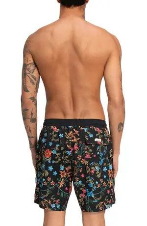 Agua Bendita Printed Swim Trunks - Brown Multi