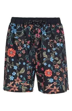 Agua Bendita Printed Swim Trunks - Brown Multi