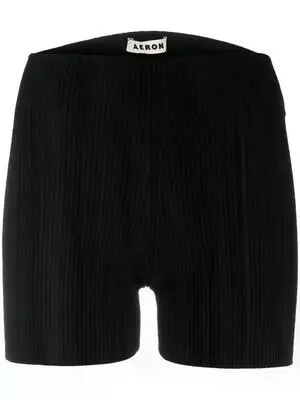 AERON Ribbed-knit Mini Shorts